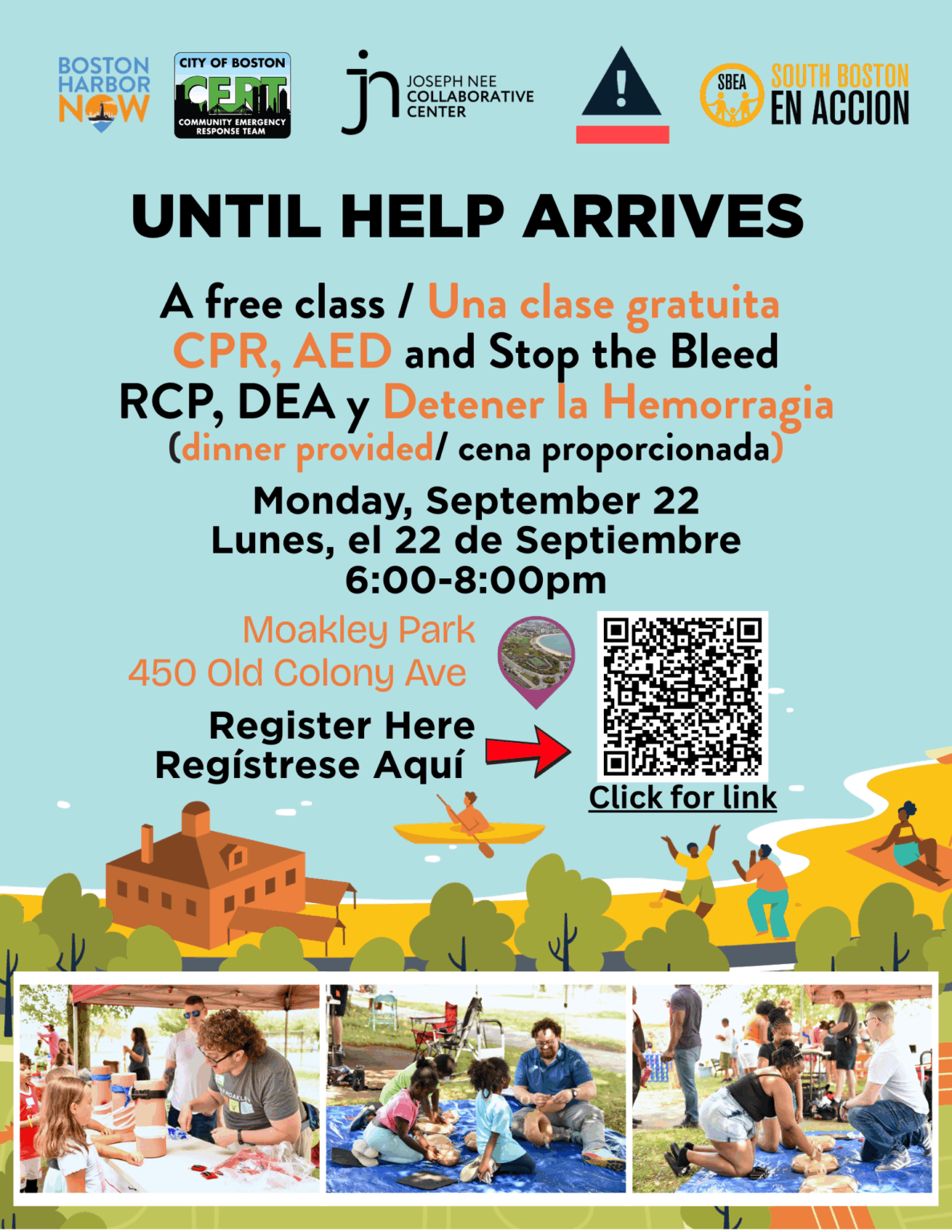 until help arrives: a free CPR, AED and Stop the Bleed Class | Moakley Park